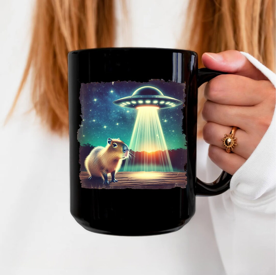 Funny Capybara Mug, UFO Capybara Mug, Funny Capybara Gifts, Capybara ...