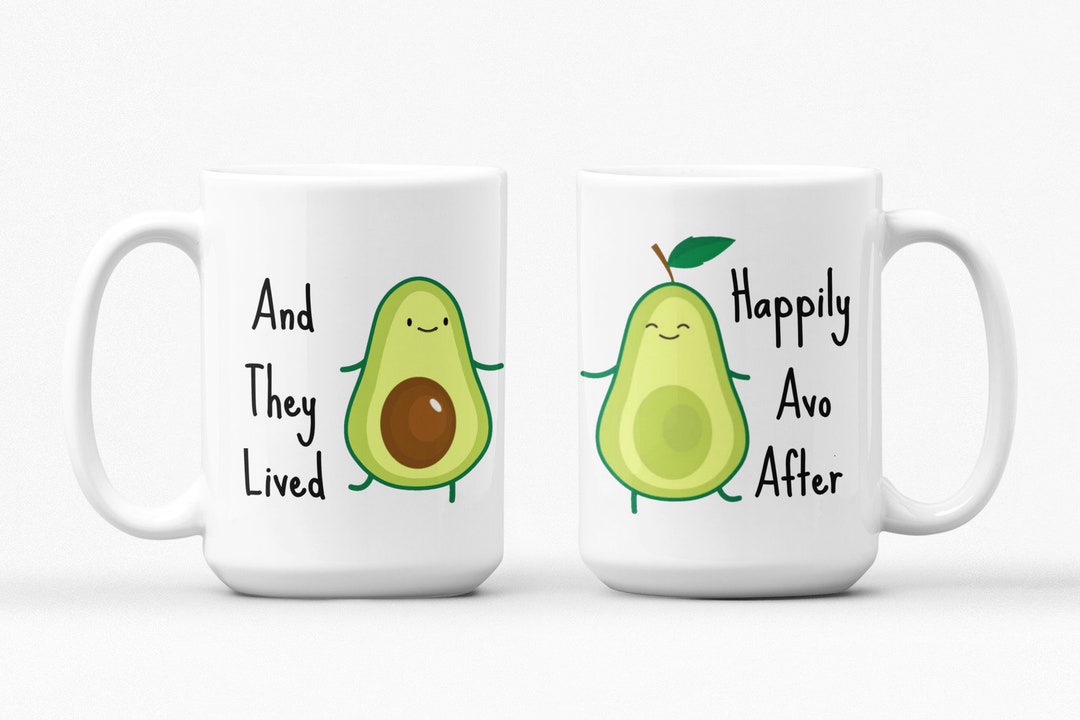 Avocado Couple Mug Set, Tea Cup, Funny Couples Coffee Mugs, Wedding ...