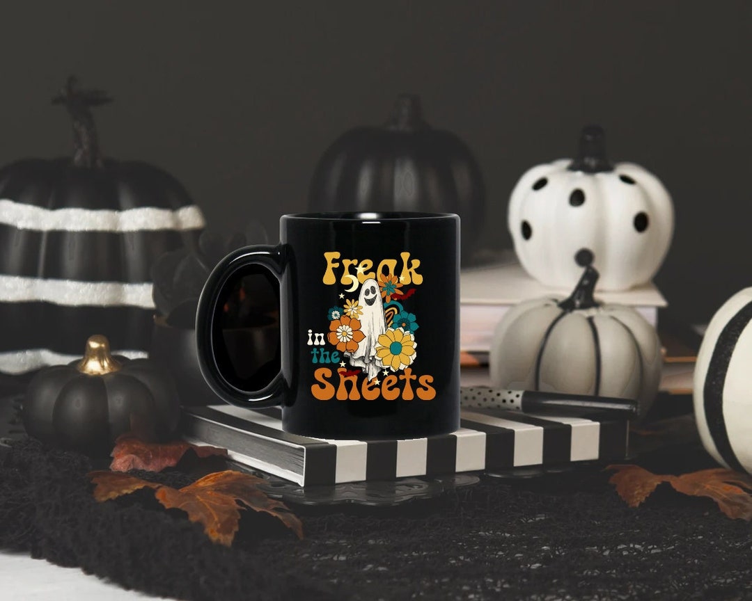 Mug for Halloween, Freak in the Sheets Mug, Funny Floral Ghost Cup ...