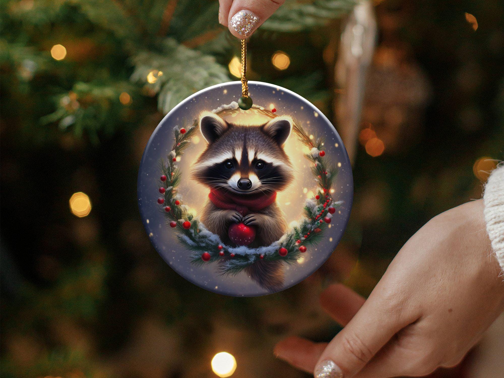 Raccoon Christmas Ornament Gift, Xmas Ornaments, Christmas Gift ...