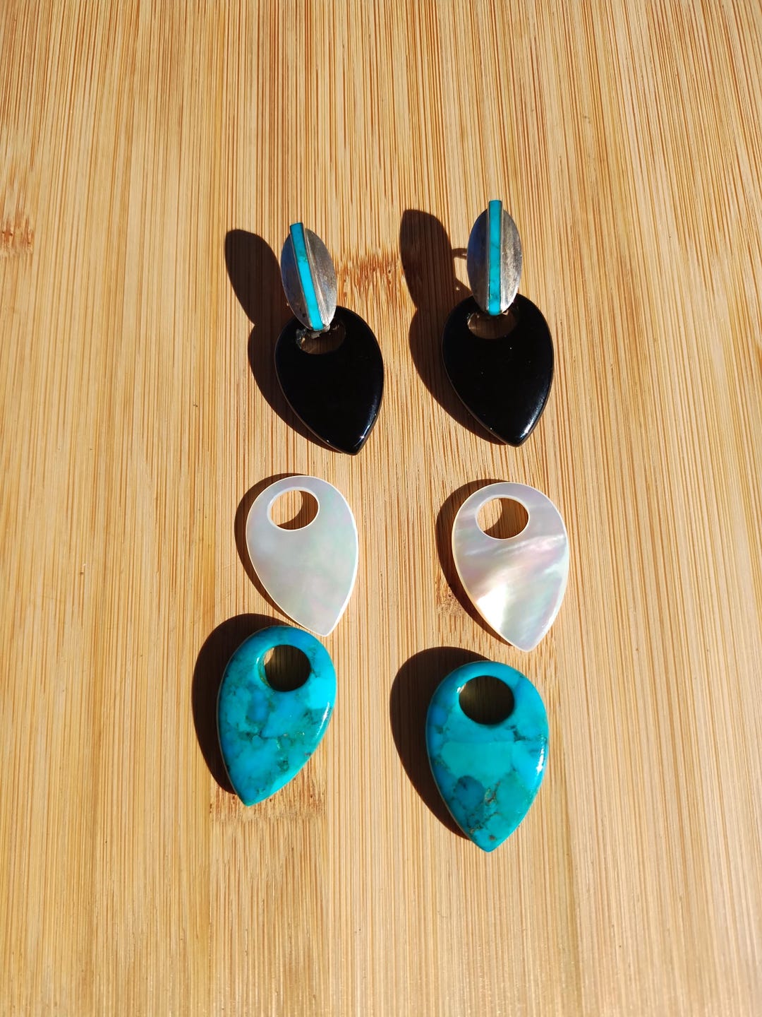 Jay King DTR Mine Finds Turquoise MOP Onyx Interchangeable Earrings 925 ...