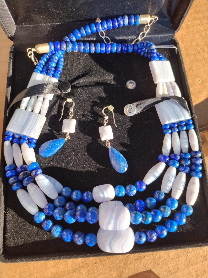 Jay King DTR Mine Finds Lapis Blue Lace Agate Statement Necklace ...