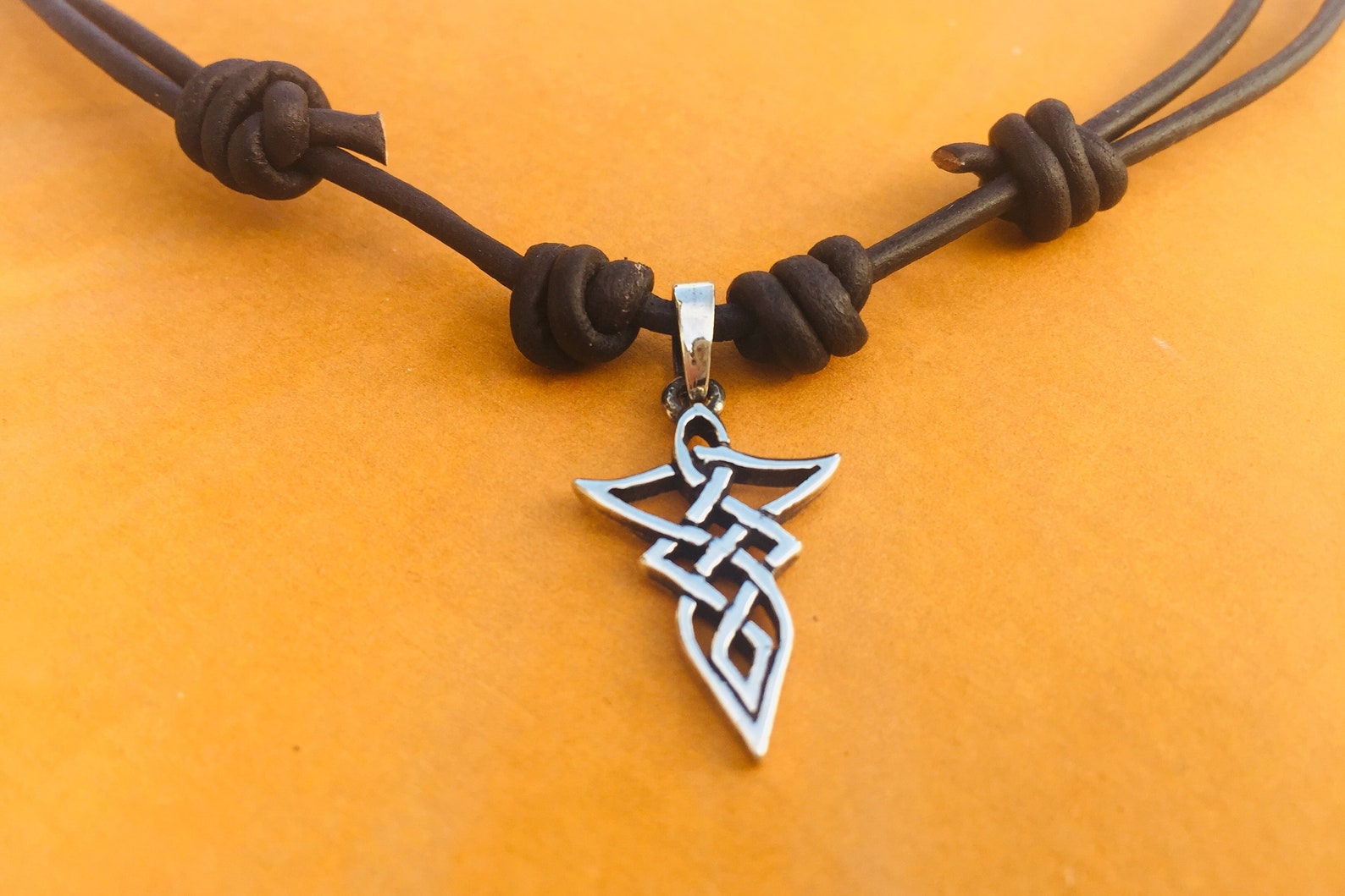 Leather Chain celtic Knot Silver 925 - Etsy UK