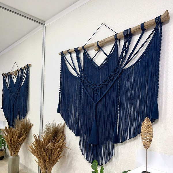 Blue Macrame Wall Hanging - Etsy