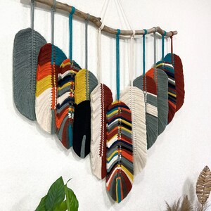 Macrame Leaves, Colored Macrame Feathers, Macrame Wall Art, Macrame ...