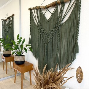 Extra Large Khaki Macrame Wall Hanging With Tassels, Big Macrame, Boho Wall Decor, Macrame Decor ...
