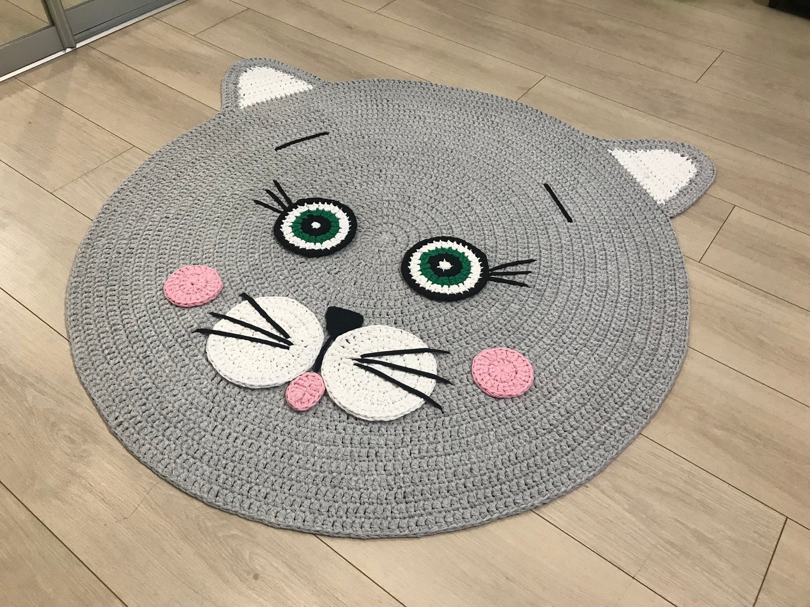 Nursery Crochet Cat Rug Animal Circle Rug Rug for Kids Room - Etsy