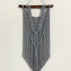 Gray Macrame Wall Decor for Living Room and Bedroom, Overbed Macrame ...