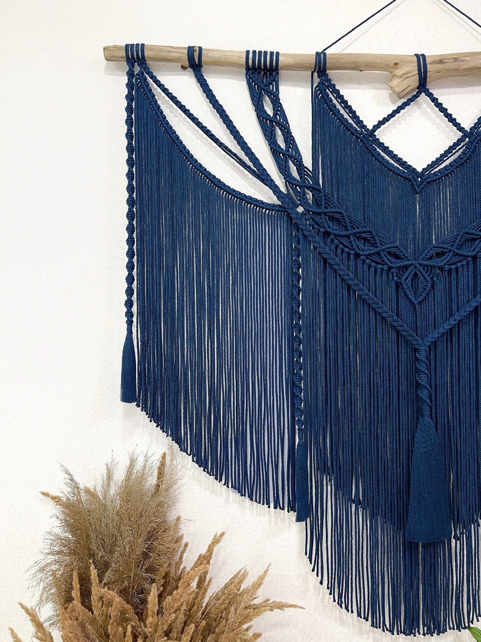 Extra Large Blue Macrame Wall Hanging With Tassels, Big Macrame, Boho ...