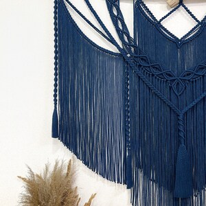 Extra Large Blue Macrame Wall Hanging With Tassels, Big Macrame, Boho ...