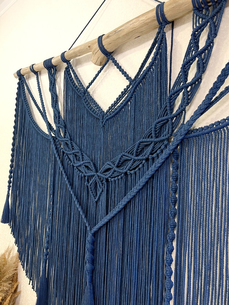 Extra Large Blue Macrame Wall Hanging With Tassels Big - Etsy