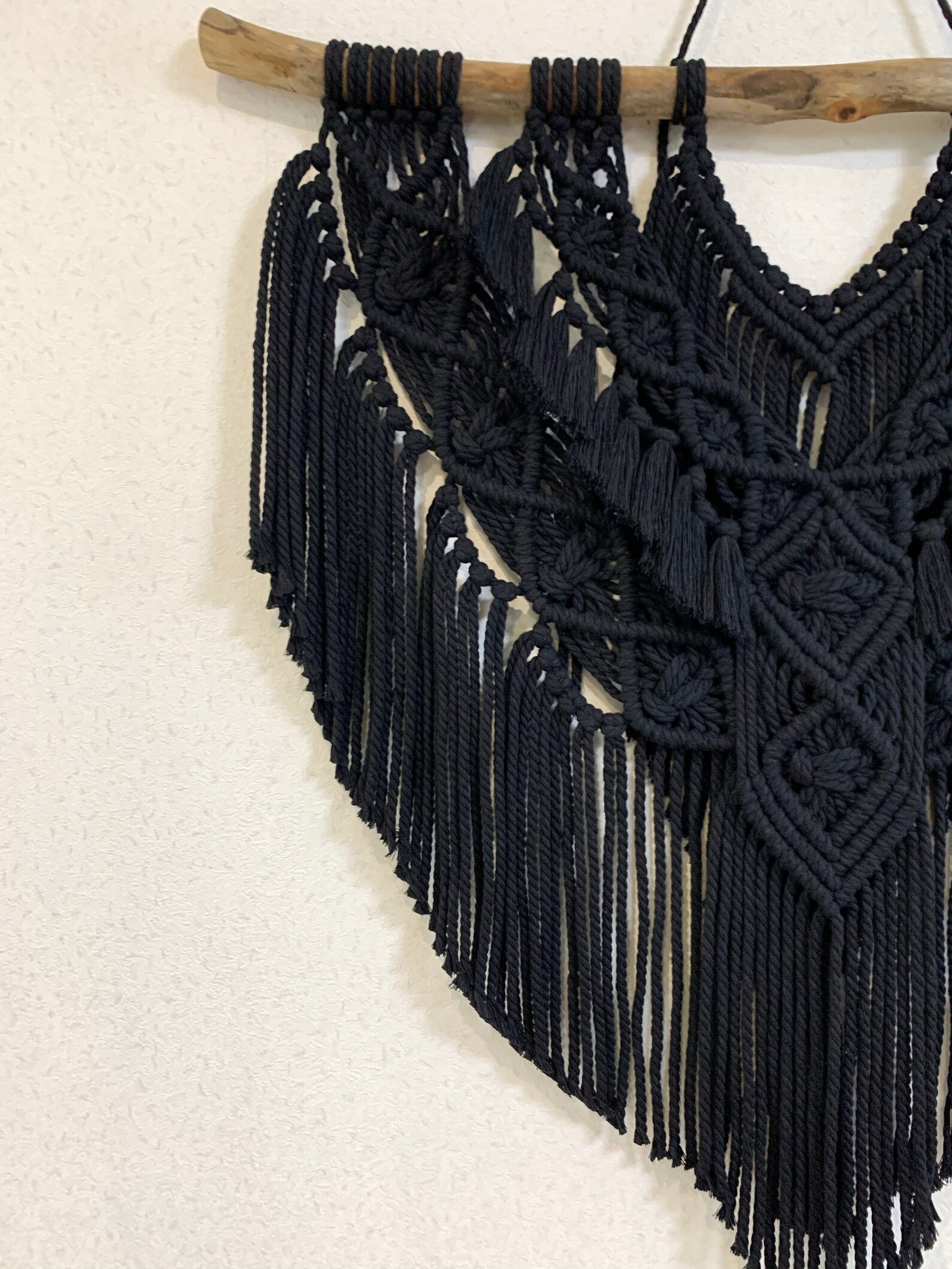 Black Macrame Wall Hanging Boho Decor Black Wall Decor - Etsy