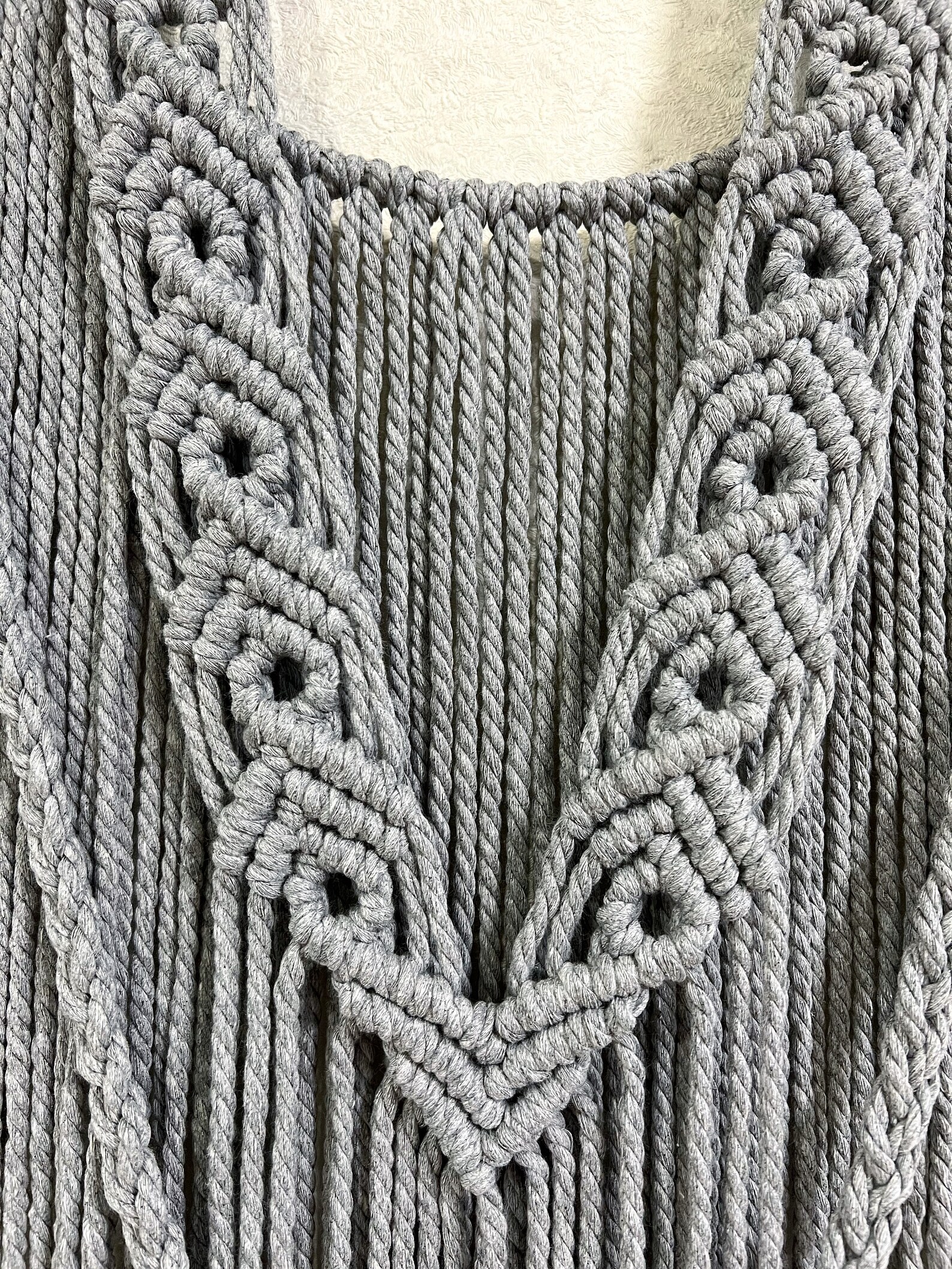 Gray Macrame Wall Decor for Living Room and Bedroom, Overbed Macrame ...