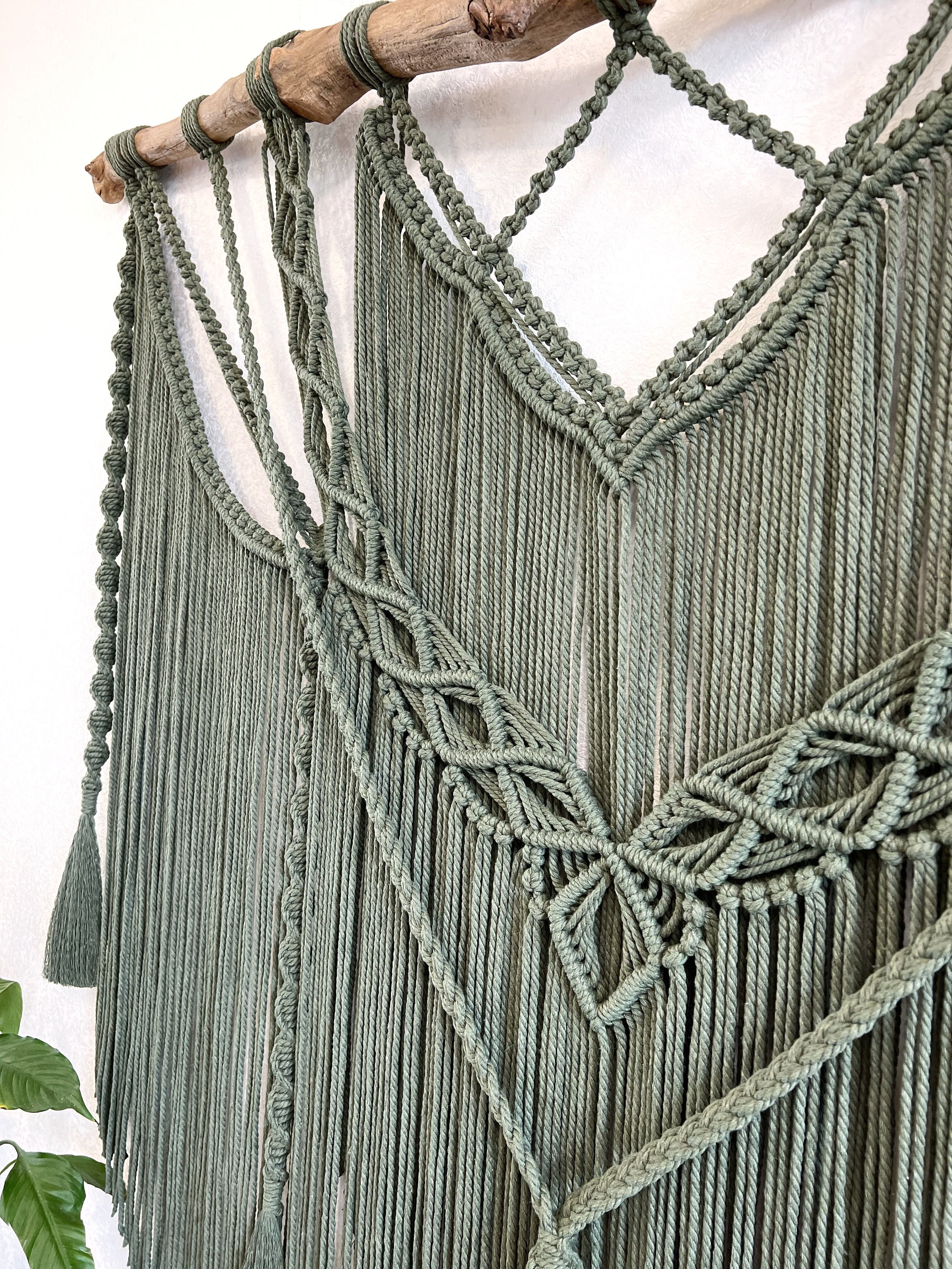 Extra Large Khaki Macrame Wall Hanging With Tassels, Big Macrame, Boho ...