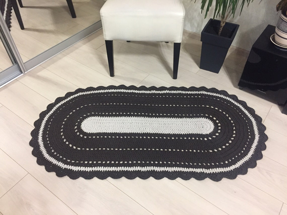 Brown Oval Rug Crochet Oval Rug Oval Carpet Small Area Rug - Etsy