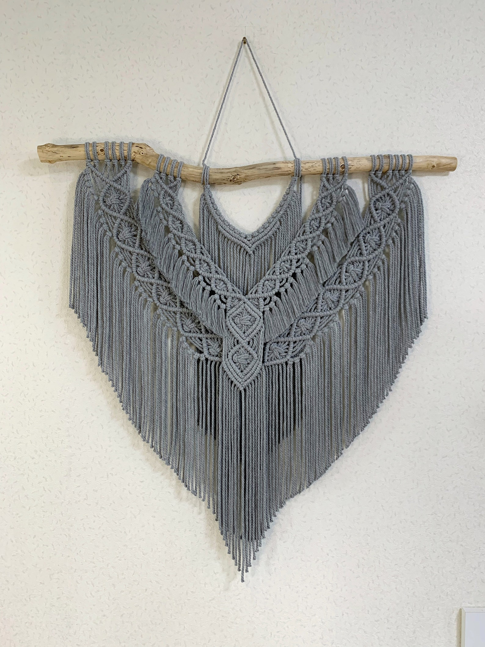 Gray Macrame Wall Hanging Boho Decor. Wall Macrame Decor - Etsy