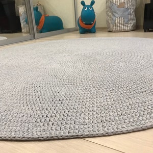 Gray Circle Rug Crochet Round Rug Round Rug Door Rug Round Carpet Small ...