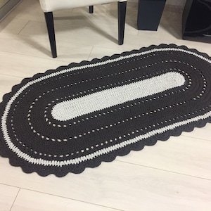 Brown Oval Rug, Crochet Oval Rug, Oval Carpet, Small Area Rug, Living ...