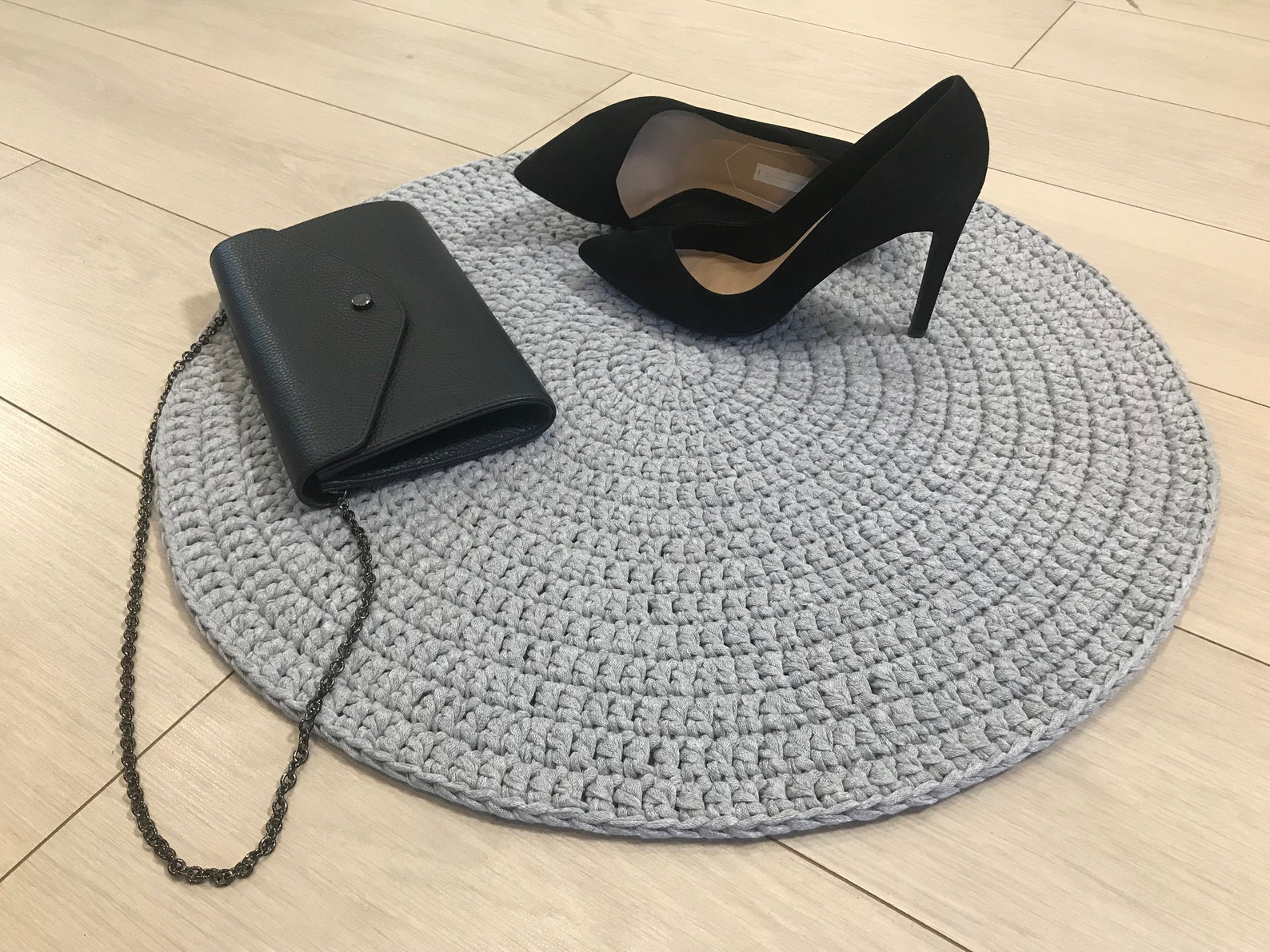 Gray Circle Rug Crochet Round Rug Round Rug Door Rug Round - Etsy