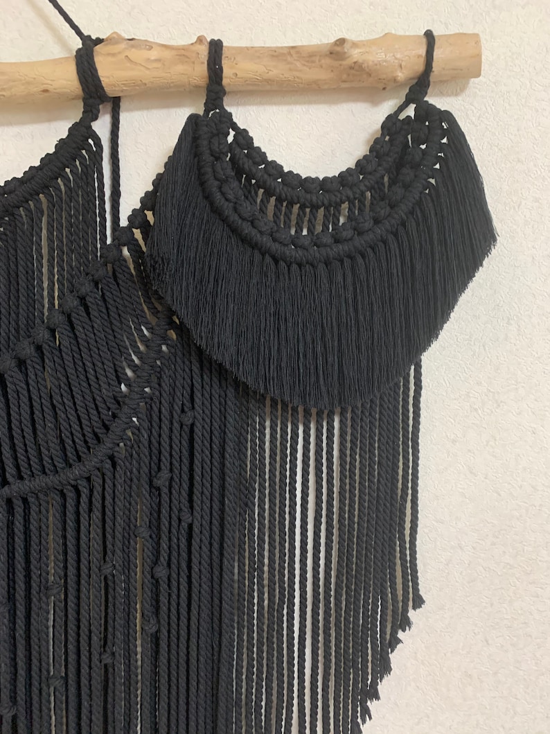 Black Large Macrame Wall Hanging Woven Wall Hanging Boho - Etsy