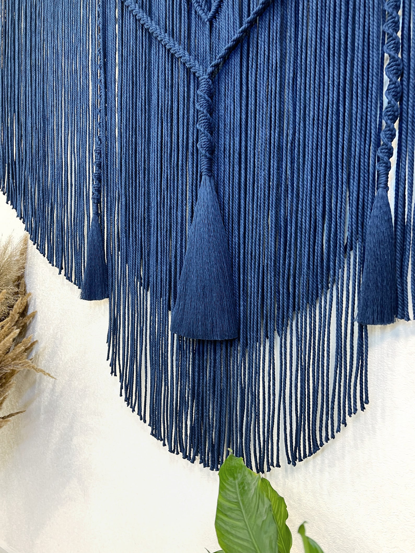 Extra Large Blue Macrame Wall Hanging With Tassels, Big Macrame, Boho ...