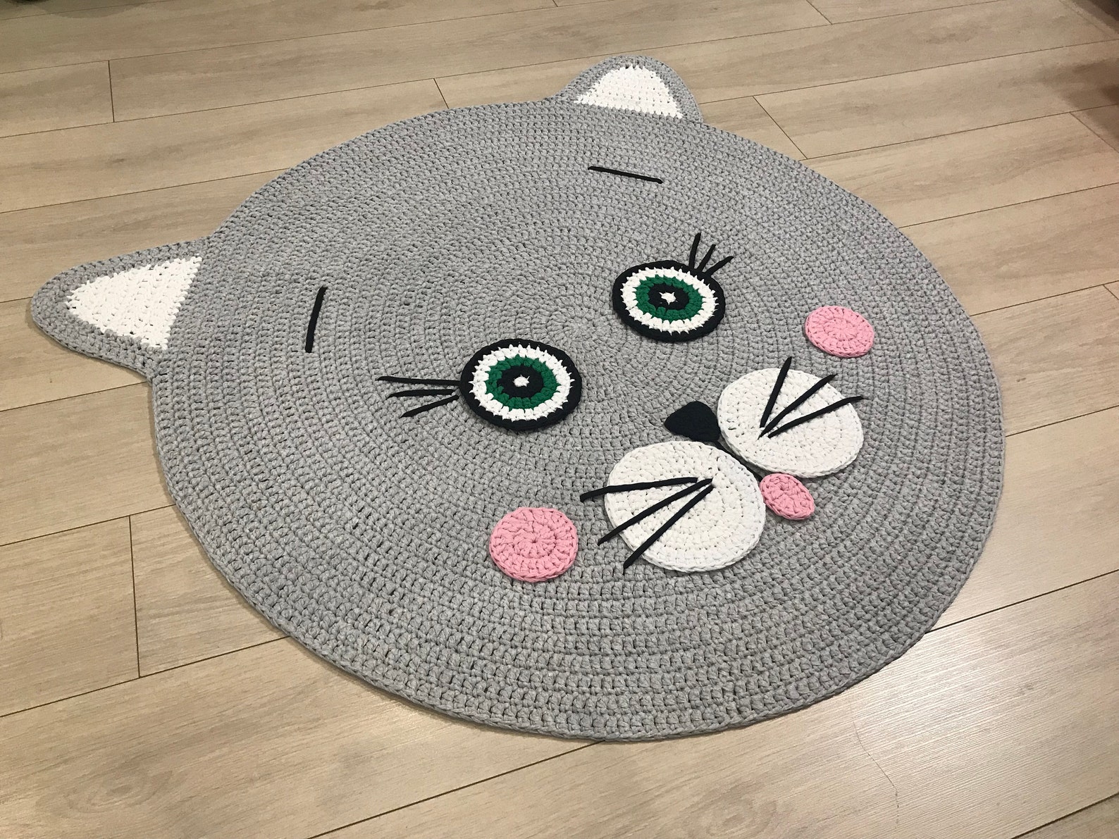 Nursery Crochet Cat Rug Animal Circle Rug Rug for Kids Room - Etsy