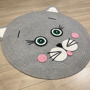 Nursery Crochet Cat Rug, Animal Circle Rug, Rug for Kids Room, Round ...