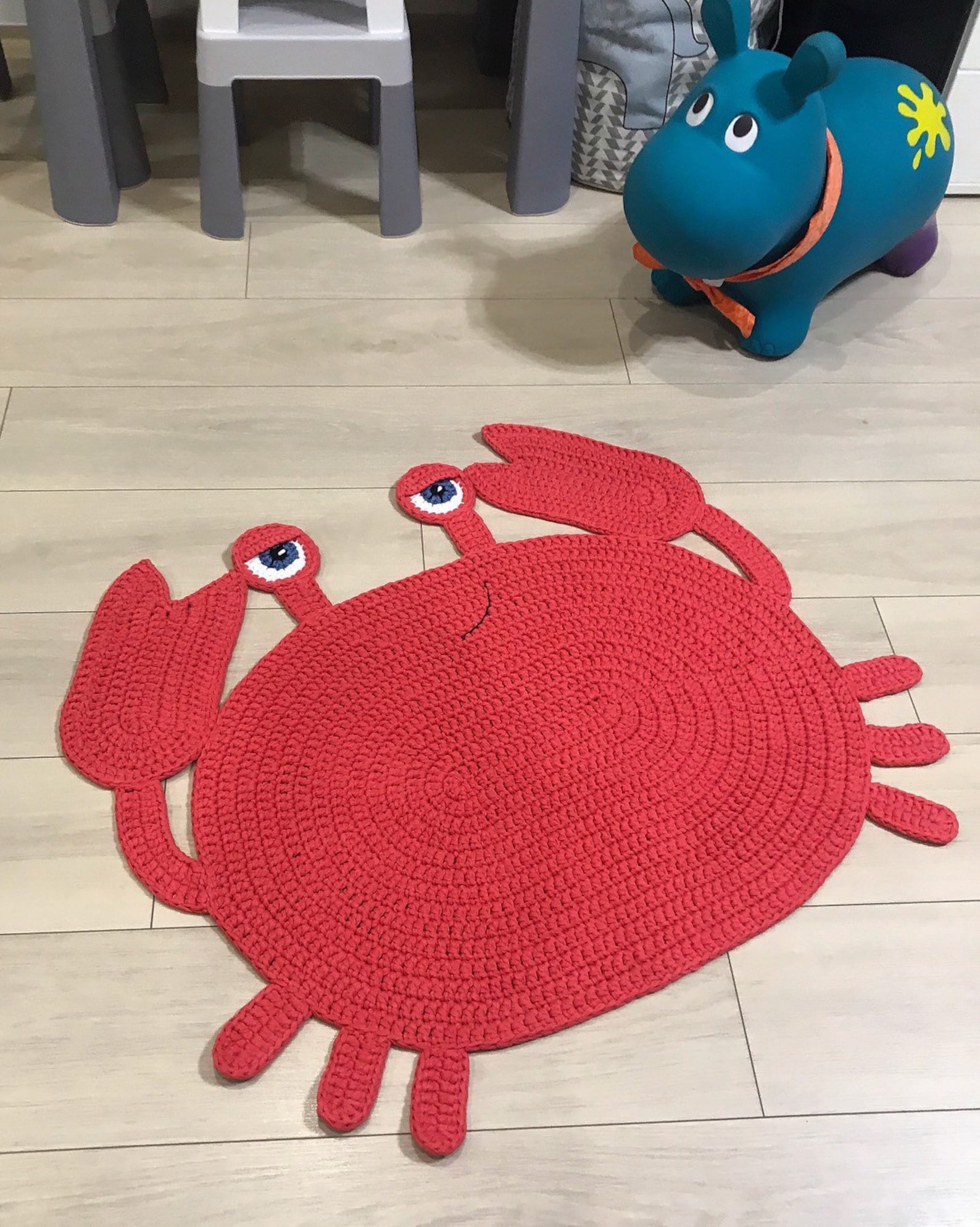 Crab Rug Kid's Mat Nursery Mat Crab Mat Nautical Style Rug Knitted Crab ...