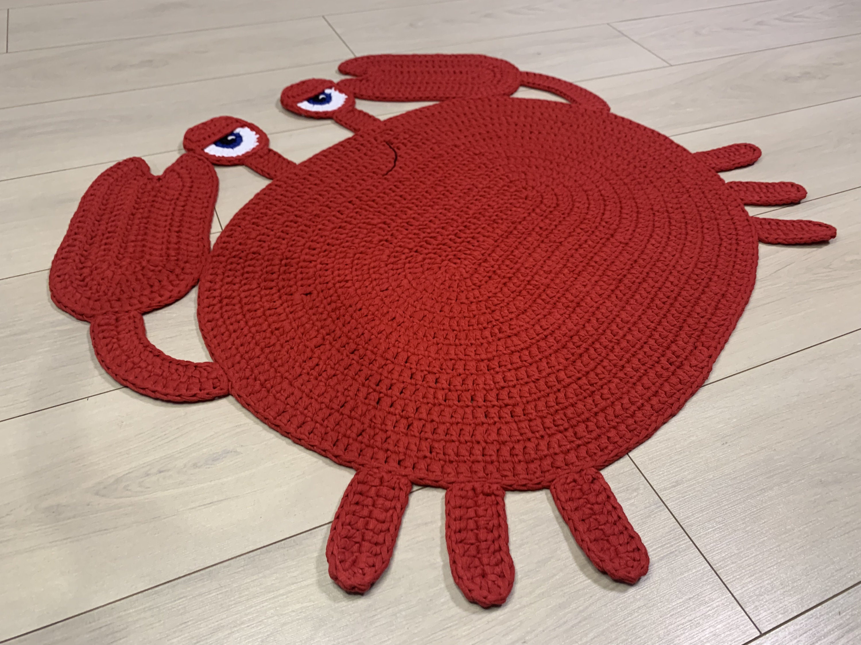 Crochet Crab Rug Nursery Rug Rug for Kids Room Crab Mat Nautical Style ...