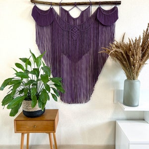 Purple Macrame Wall Hanging, Purple Wall Decor, Large Macrame, Boho ...
