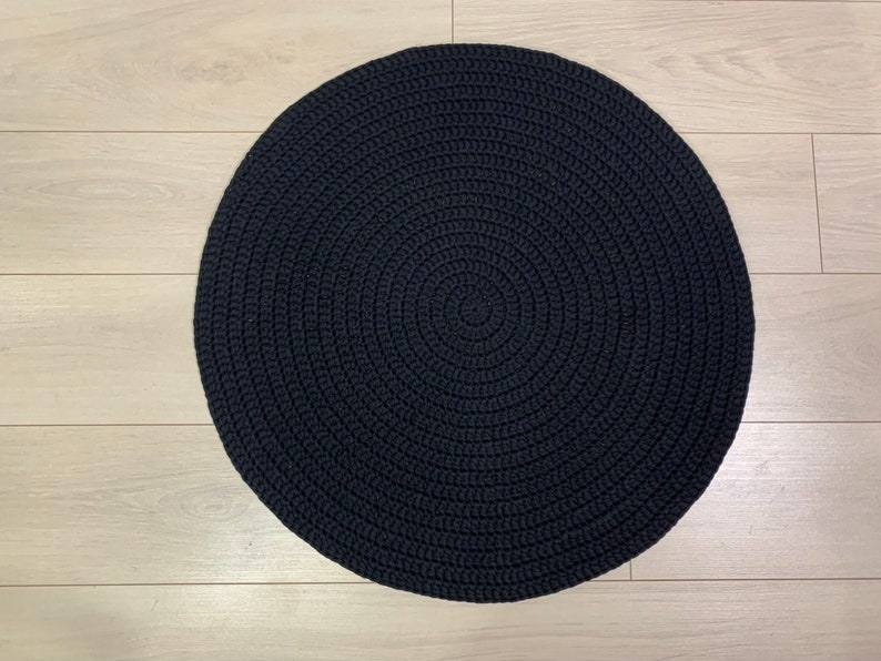 Black Round Rug Crochet Circle Rug Round Rug Door Mat Round - Etsy