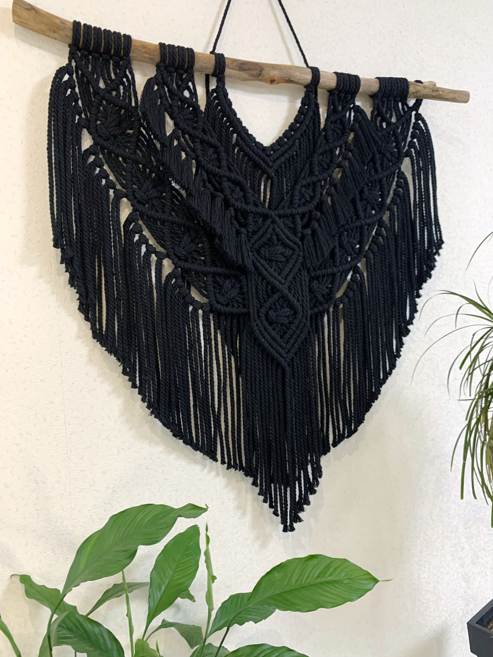 Black Macrame Wall Hanging Boho Decor Black Wall Decor - Etsy