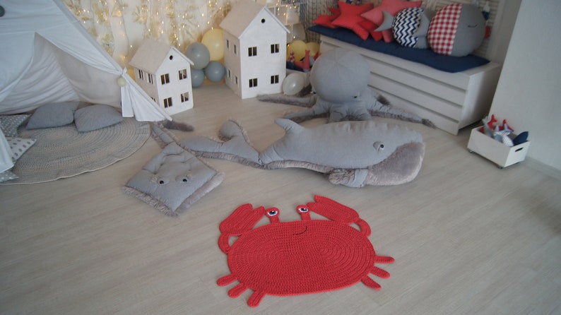 Crab Rug Kid's Mat Nursery Mat Crab Mat Nautical Style Rug - Etsy