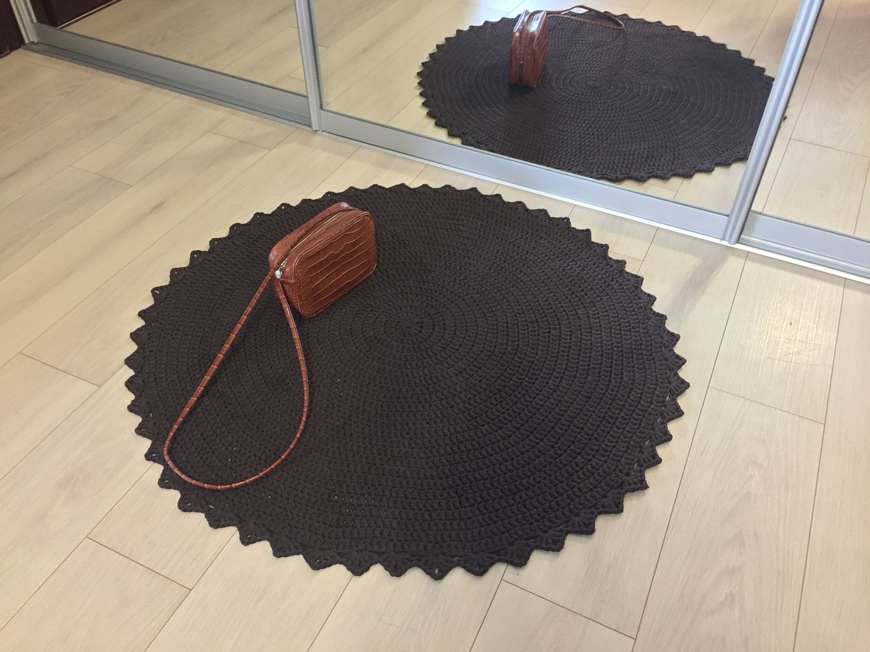Brown round rug Crochet circle rug Round rug Door mat Round | Etsy