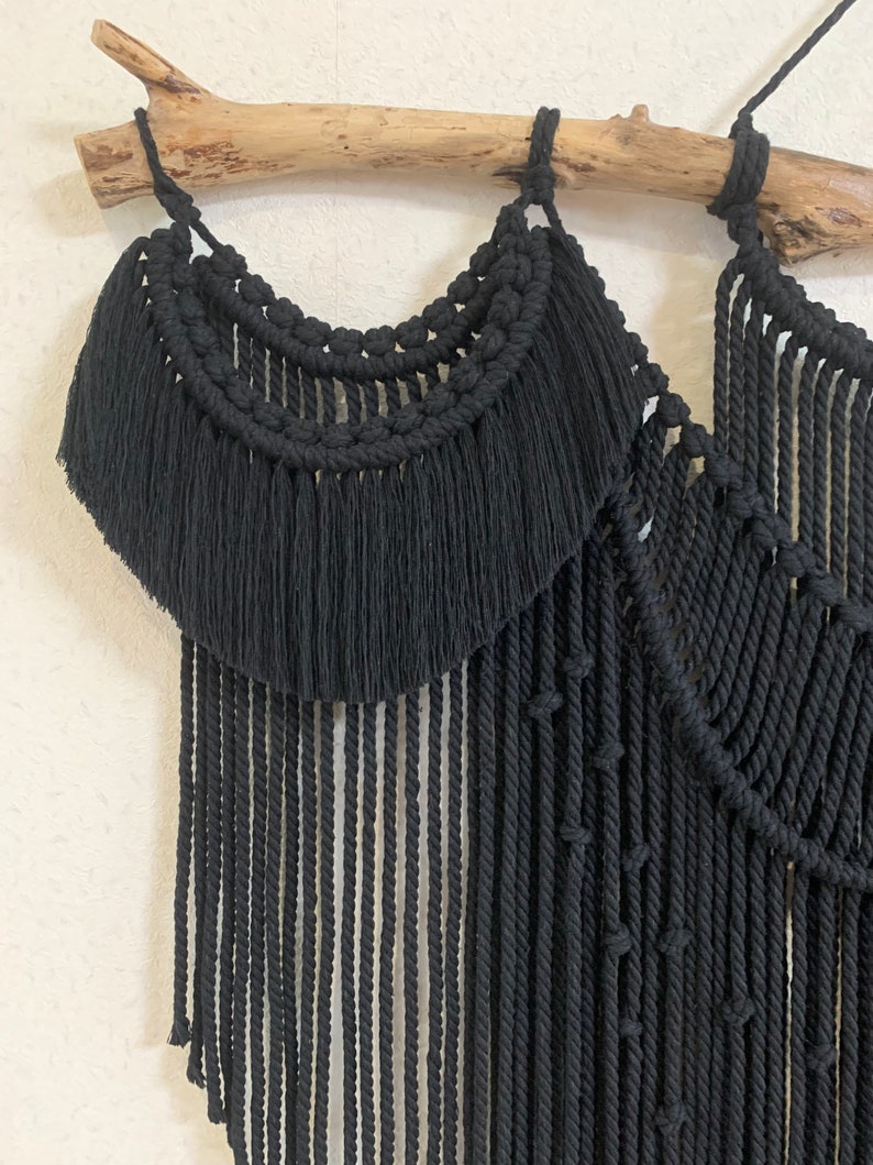 Black Large Macrame Wall Hanging Woven Wall Hanging Boho | Etsy