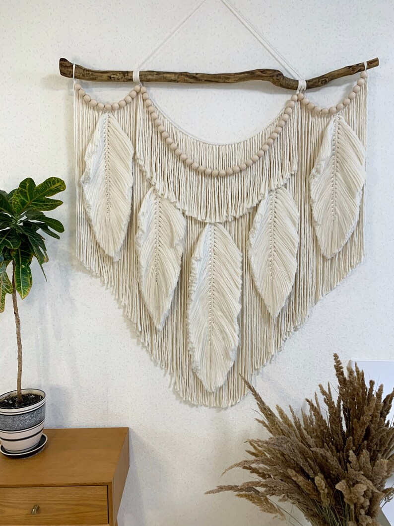 Large Macrame Feathers Macrame Leaves Macrame Wall Hanging - Etsy