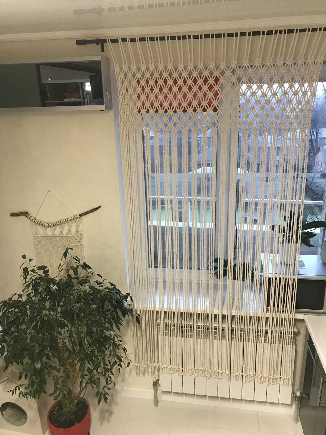 Macrame Window Curtain Macrame Doorway Divider Boho Macrame Curtain ...