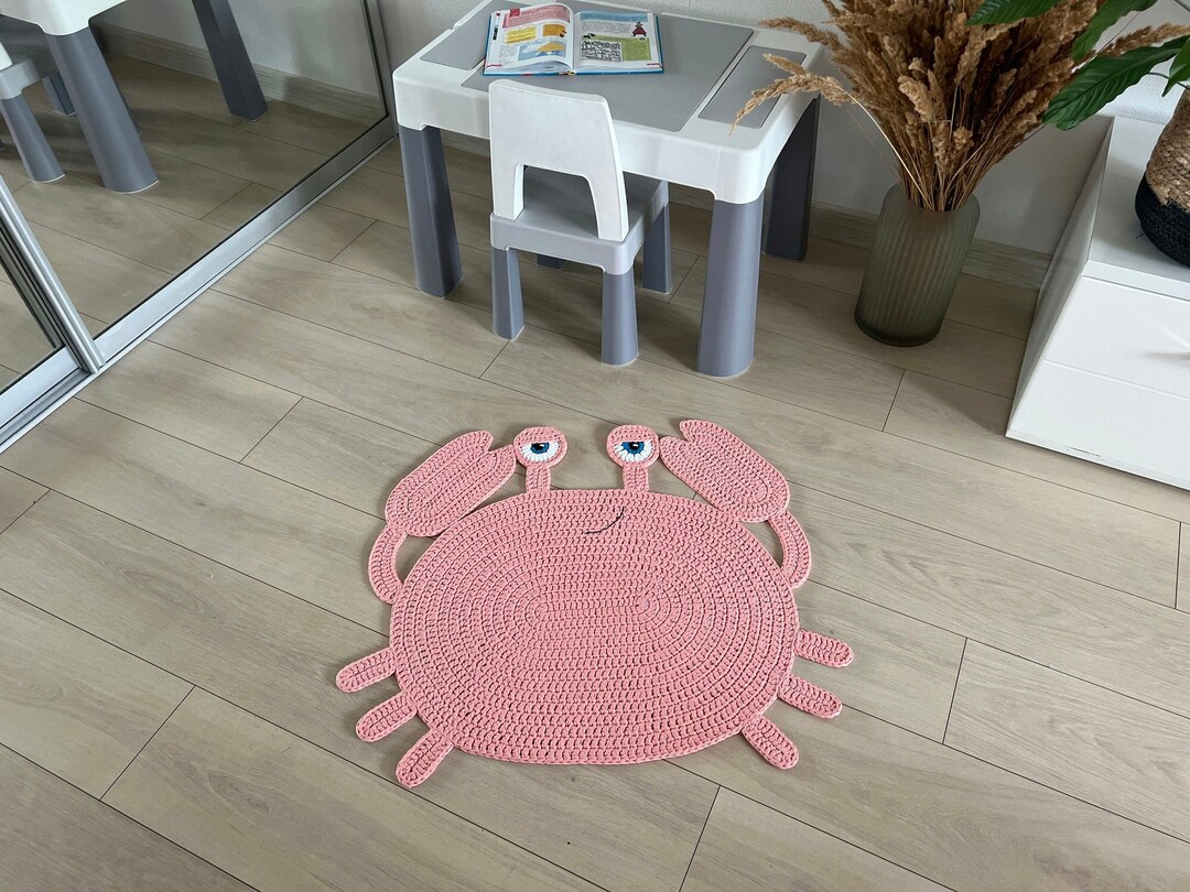 Crab Rug Kid's Mat Nursery Mat Crab Mat Nautical Style Rug Knitted Crab ...