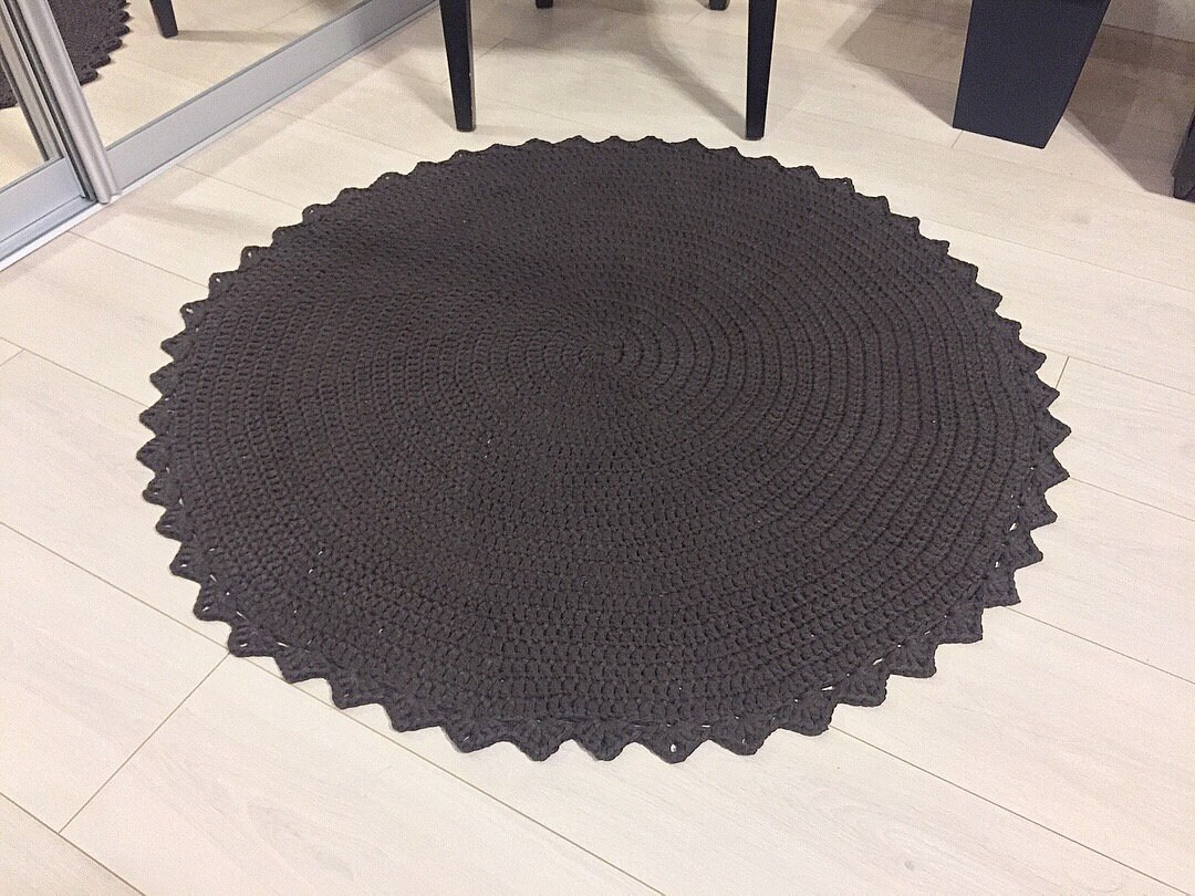 Brown Round Rug Crochet Circle Rug Round Rug Door Mat Round Carpet ...