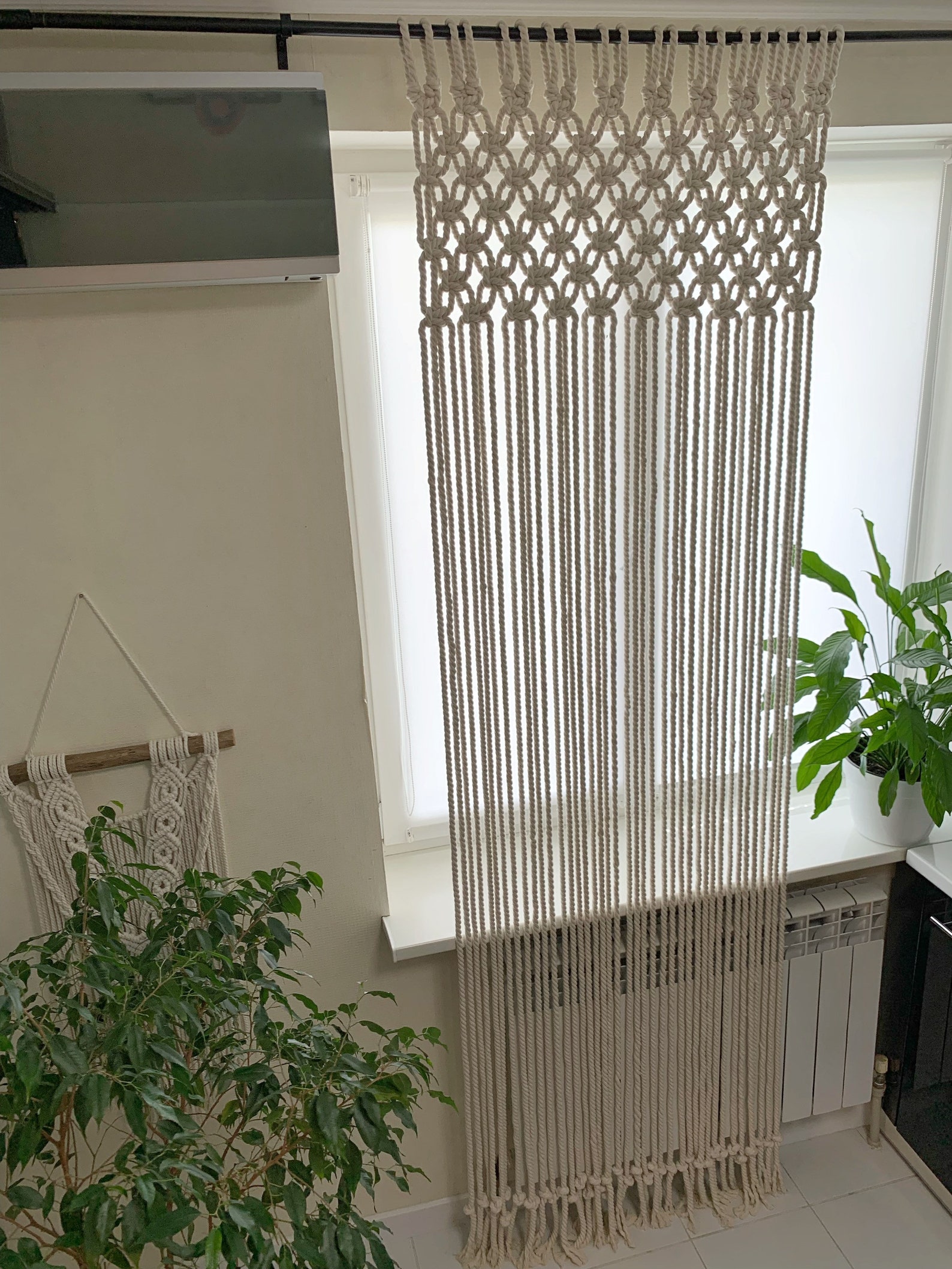 Macrame Window Curtain Macrame Doorway Divider Boho Macrame | Etsy