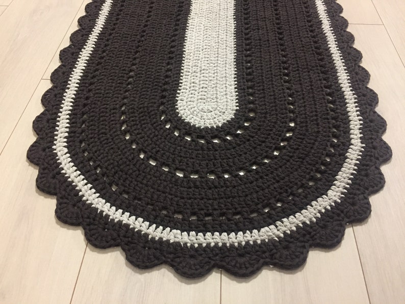 Brown Oval Rug, Crochet Oval Rug, Oval Carpet, Small Area Rug, Living ...