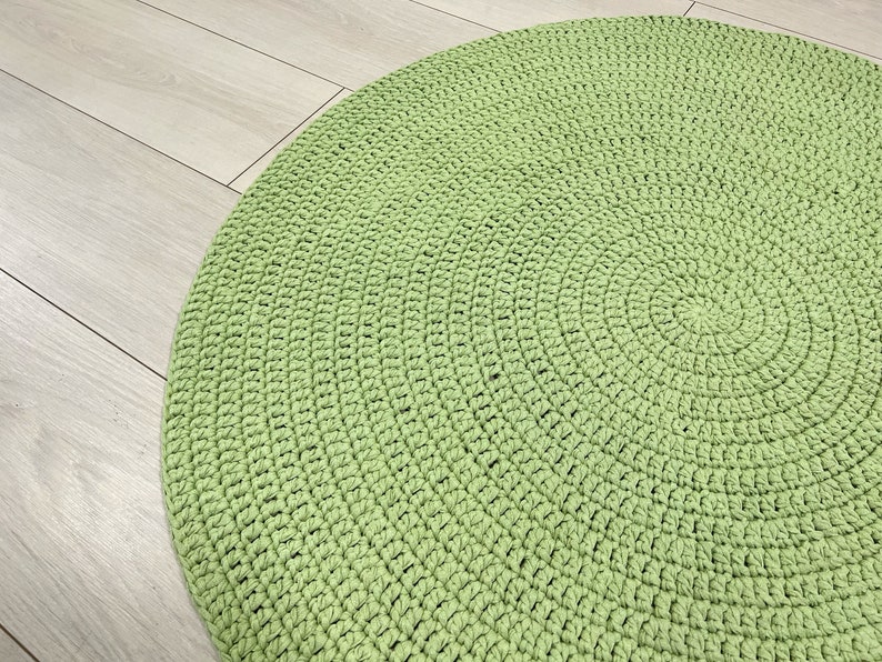 Green Circle Rug Crochet Round Rug Door Mat Round Carpet | Etsy