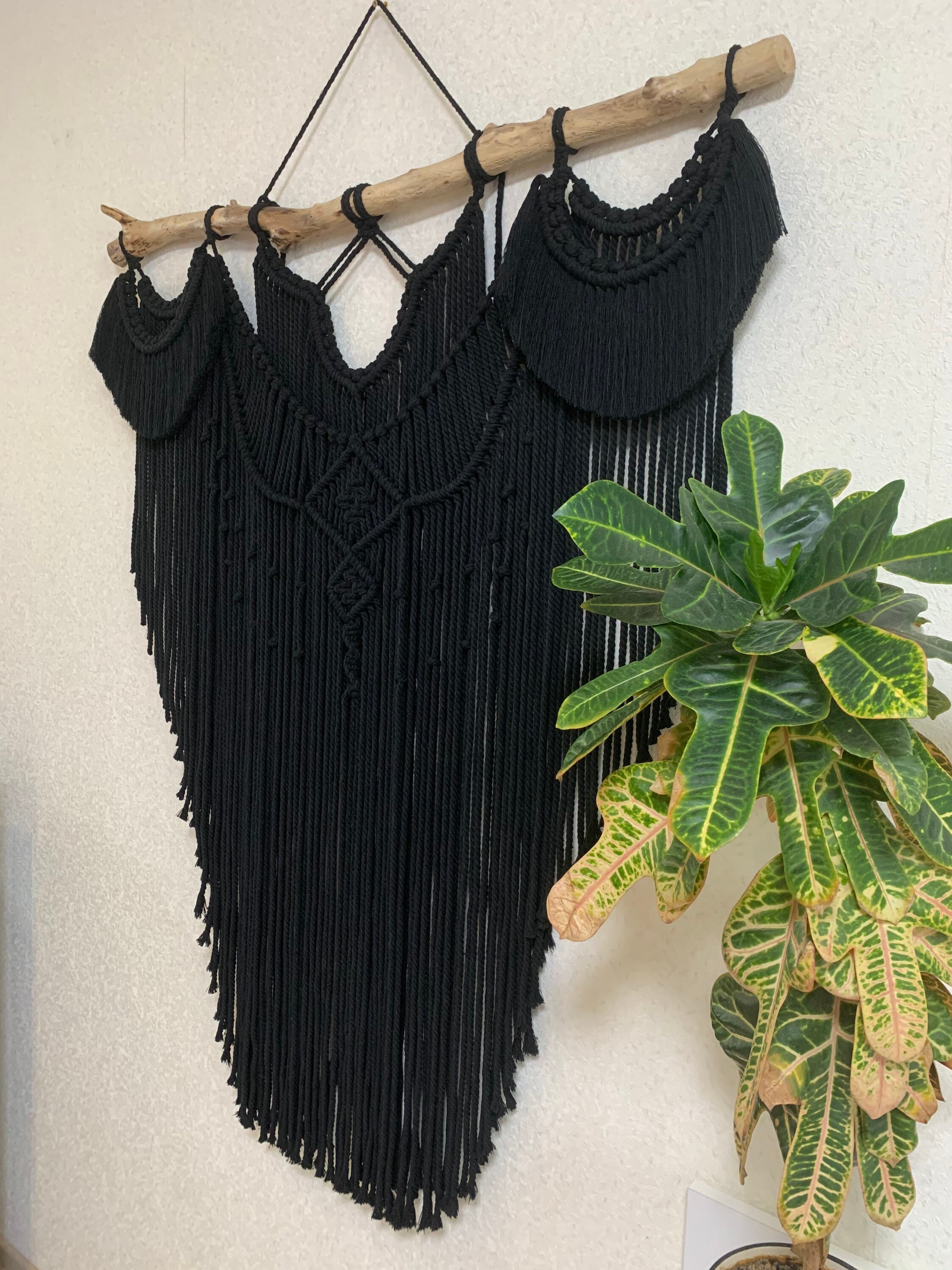 Black Large Macrame Wall Hanging Woven Wall Hanging Boho - Etsy