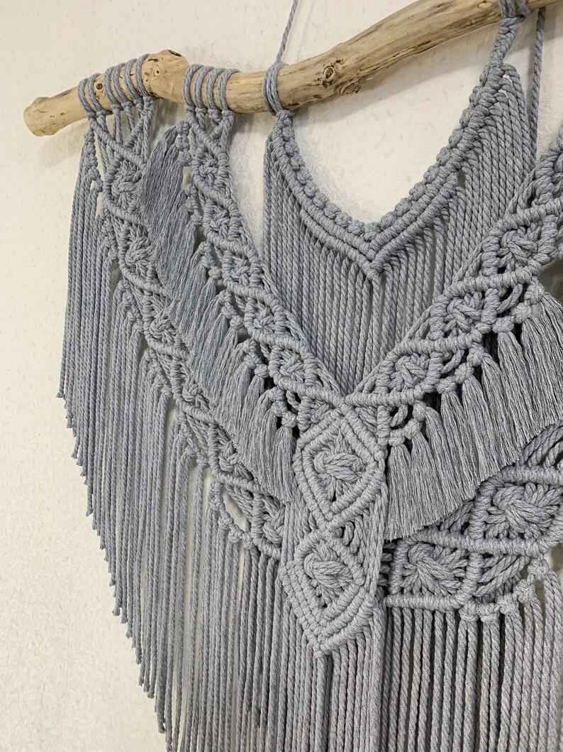 Gray Macrame Wall Hanging, Boho Decor. Wall Macrame Decor - Etsy