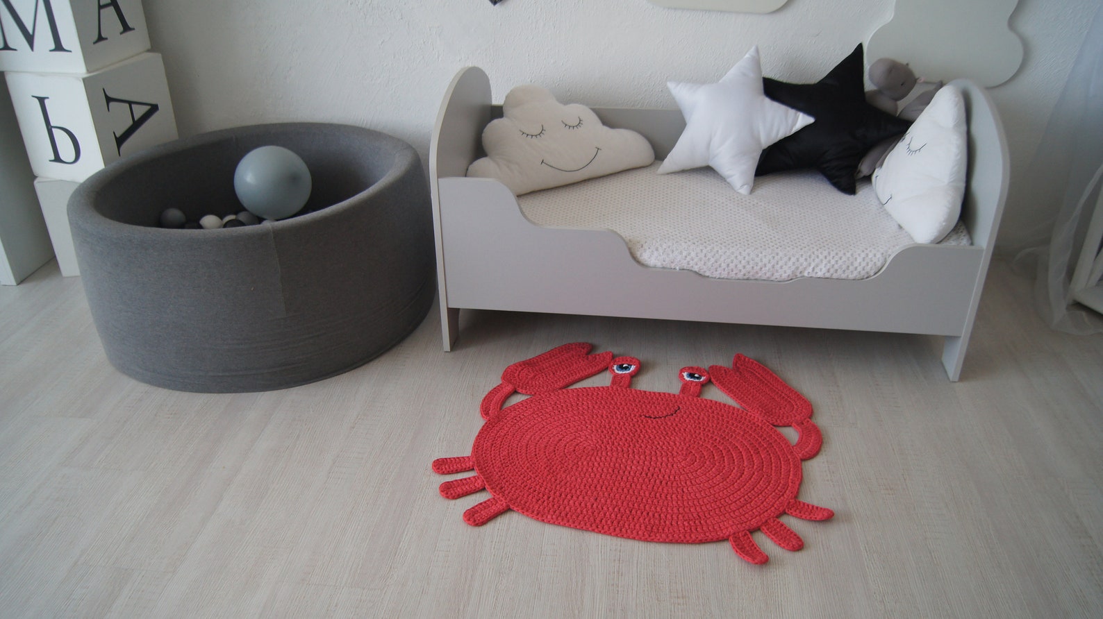 Crab Rug Kid's Mat Nursery Mat Crab Mat Nautical Style Rug Knitted Crab ...