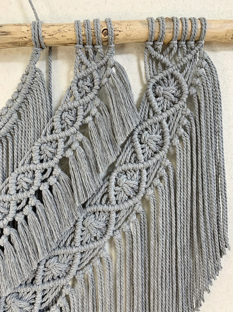 Gray Macrame Wall Hanging, Boho Decor. Wall Macrame Decor - Etsy