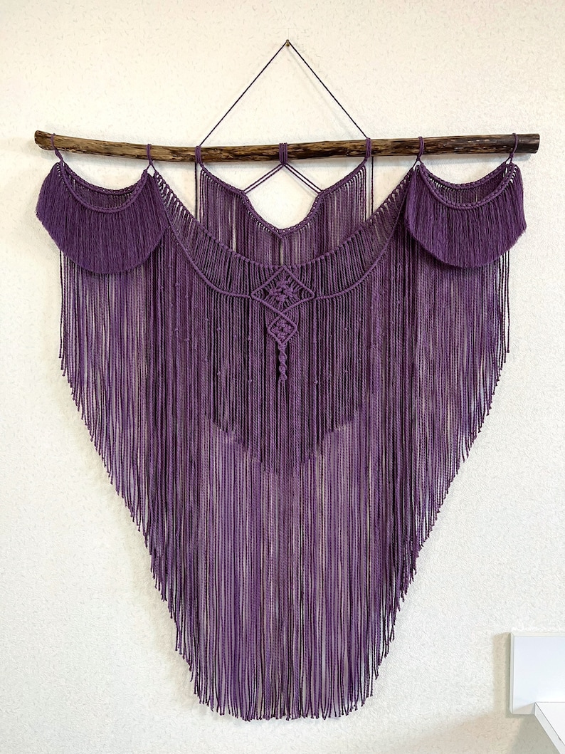 Purple Macrame Wall Hanging, Purple Wall Decor, Large Macrame, Boho ...