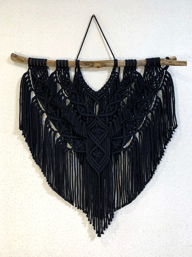 Black Macrame Wall Hanging Boho Decor Black Wall Decor - Etsy
