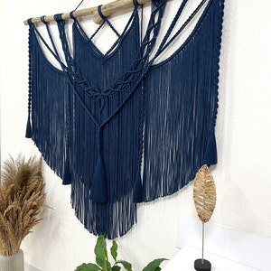 Extra Large Blue Macrame Wall Hanging With Tassels, Big Macrame, Boho ...