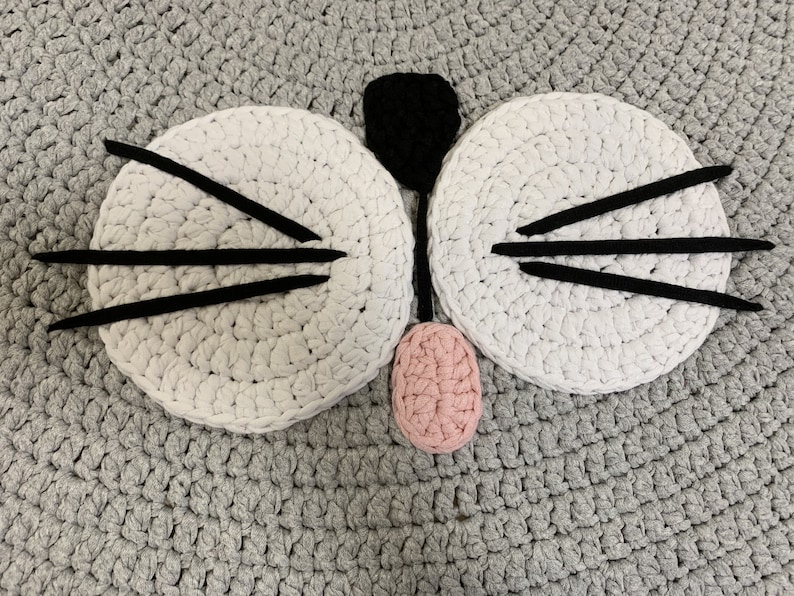 Nursery Crochet Cat Rug Animal Circle Rug Rug for Kids Room - Etsy